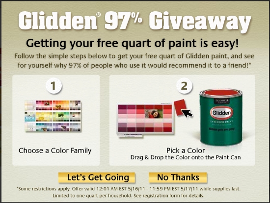 FREE Quart of Glidden Paint
