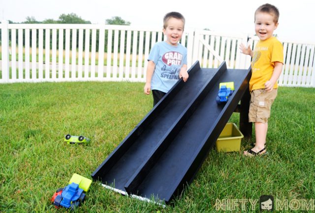 Weekend DIY Project – Wood Race Car Track – Nifty Mom