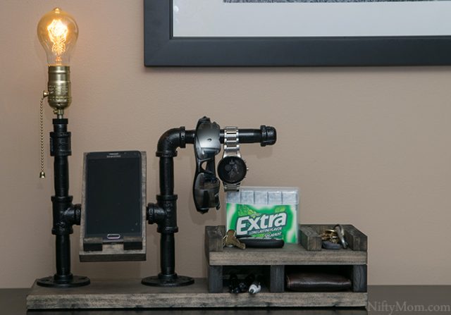 DIY ‘Catch-All’ Wooden Organizer with Lamp – Nifty Mom