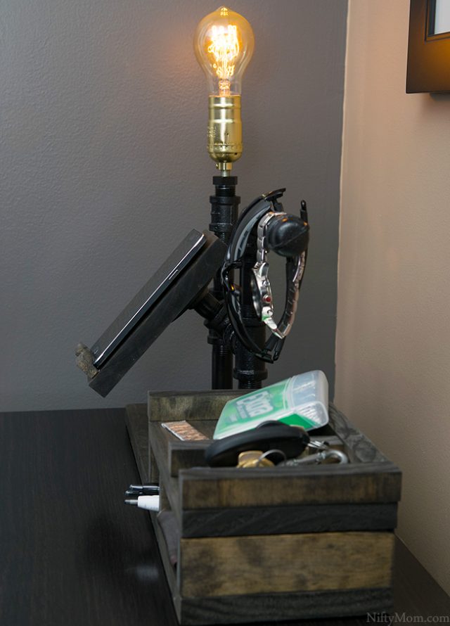 DIY ‘Catch-All’ Wooden Organizer with Lamp – Nifty Mom
