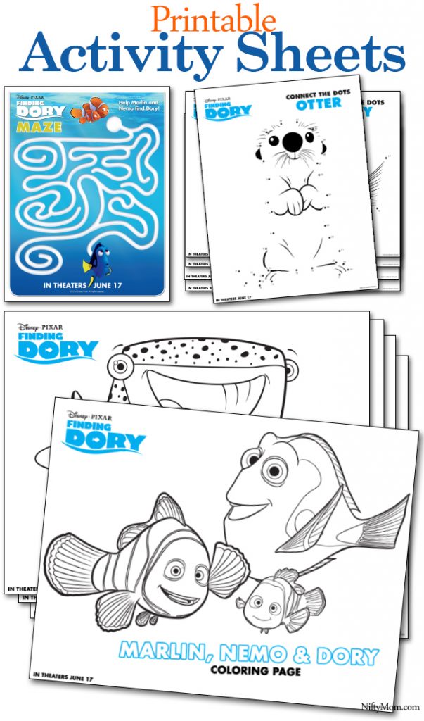FINDING DORY Printable Coloring Pages & Activity Sheets – Nifty Mom