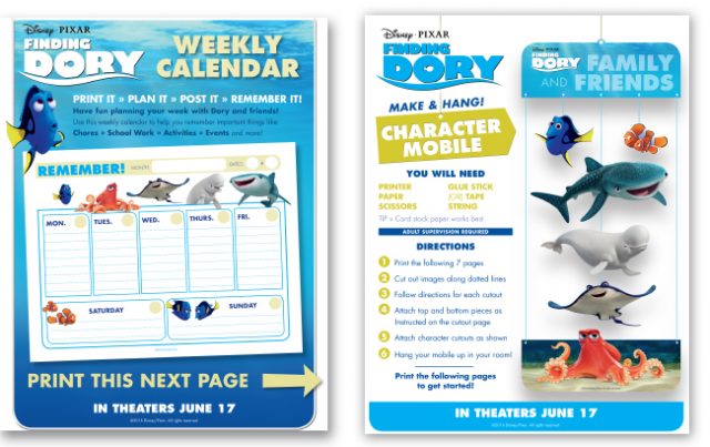 FINDING DORY Printable Memory Game & Activity Sheets – Nifty Mom