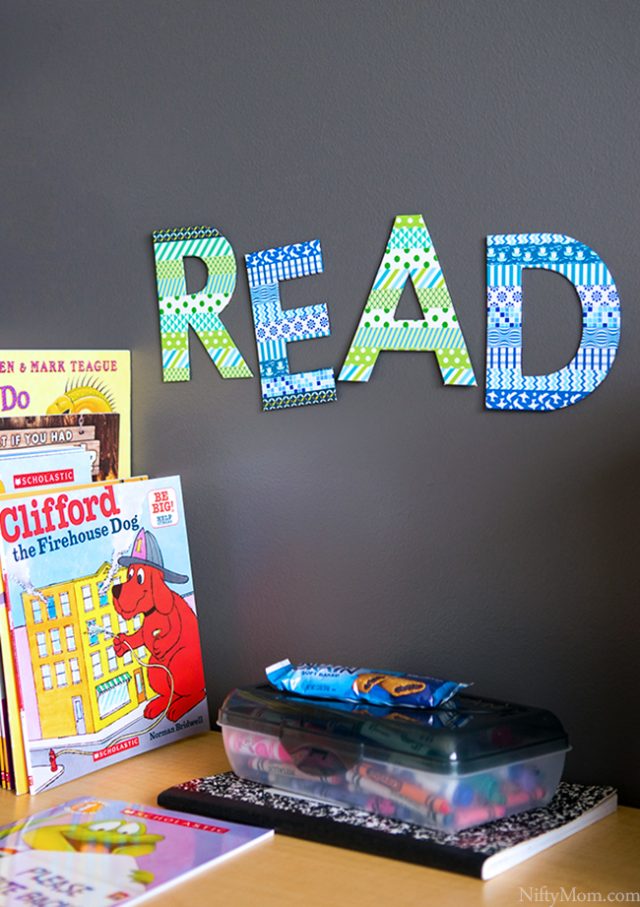 Kid’s Reading Area + DIY Washi Tape ‘READ’ Sign – Nifty Mom